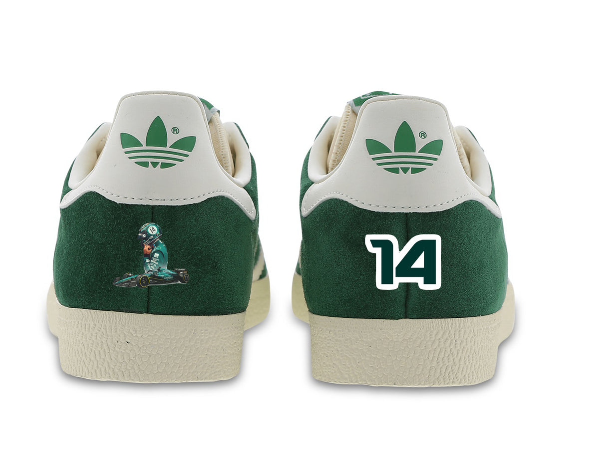 Limited edition F1 Fernando Alonso Adidas custom green Gazelle trainer ...